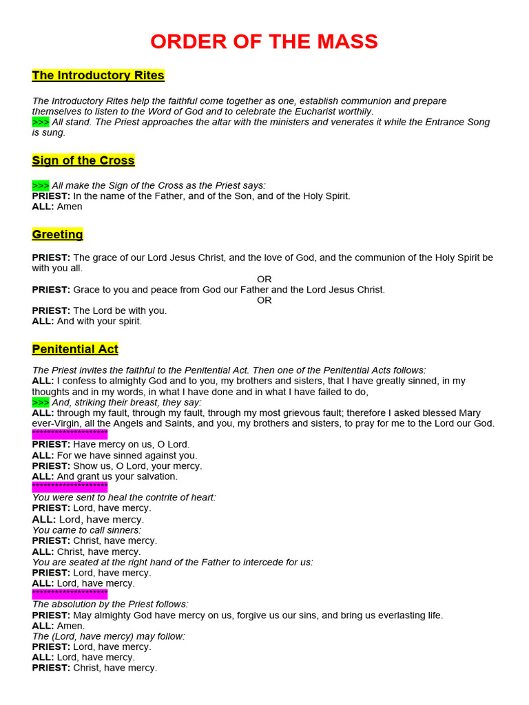 THE-ORDER-OF-THE-MASS Final | PDF | Mass (Liturgy) | Lord's Prayer