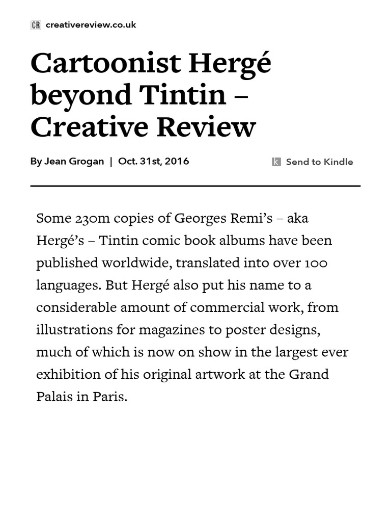 Hergé's Art Beyond Tintin | PDF | Belgian Comics | Belgian Comic Strips
