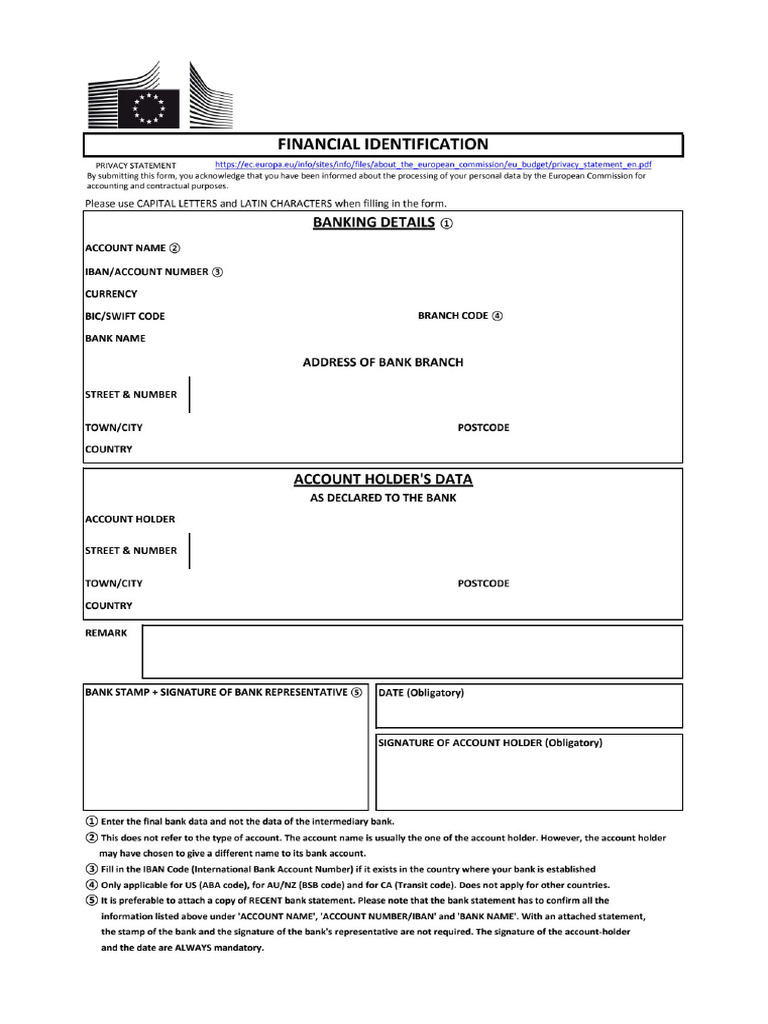 Bank Account Form 1 | PDF