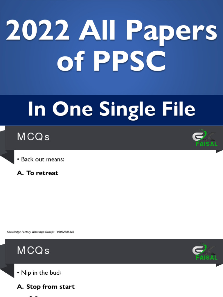 2022 All Papers of PPSC in One File | PDF | Multiple Choice | Pakistan