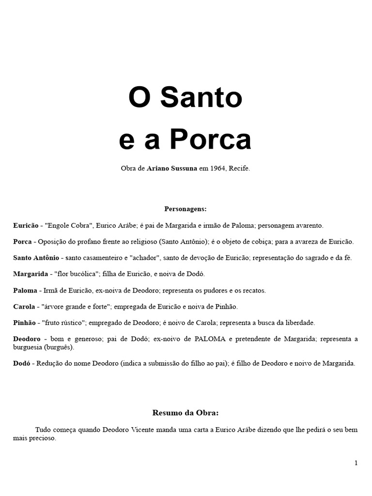 O Santo e A Porca | PDF | Dinheiro | Tempo