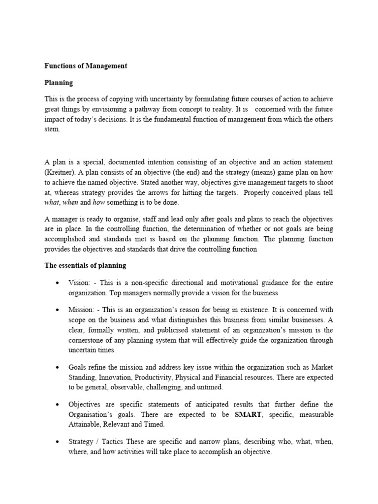 FUNCTIONS OF MANAGEMENT Edited | Download Free PDF | Leadership ...