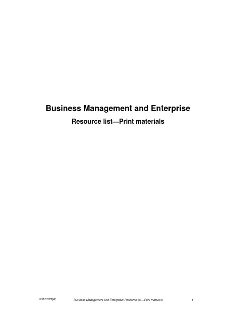 Business Management Enterprise Resource List Print Materials PDF | PDF ...
