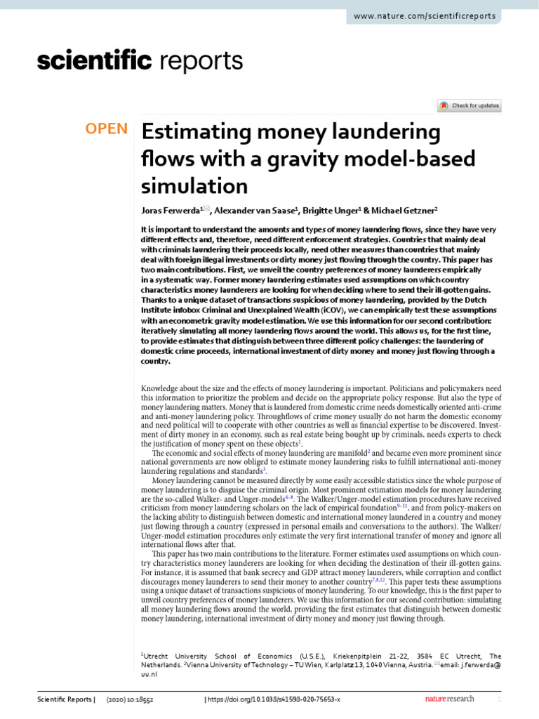 Estimating Money Laundering Flows With A Gravity Model Based Simulation ...