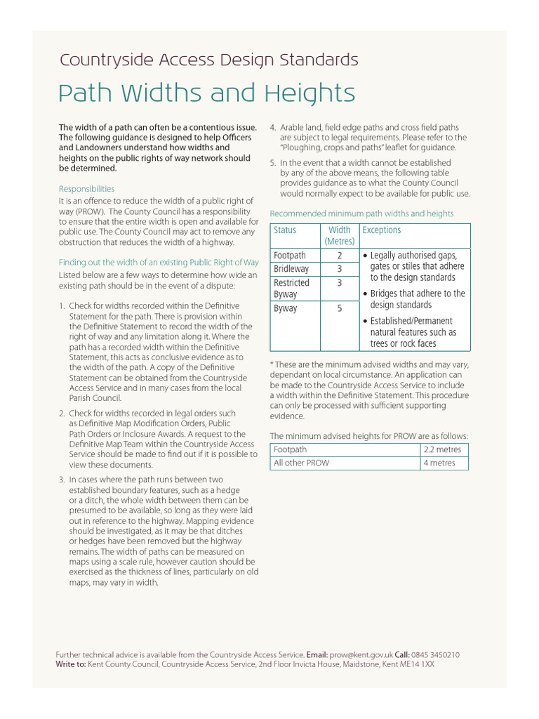 Countryside Path Width Standards Guide | PDF | Justice | Crime & Violence