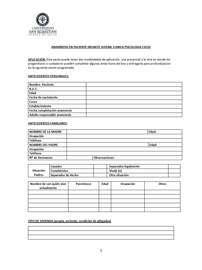 5.c. PAUTA DE ANAMNESIS EN PACIENTE INFANTO JUVENIL | PDF | Parto | El ...