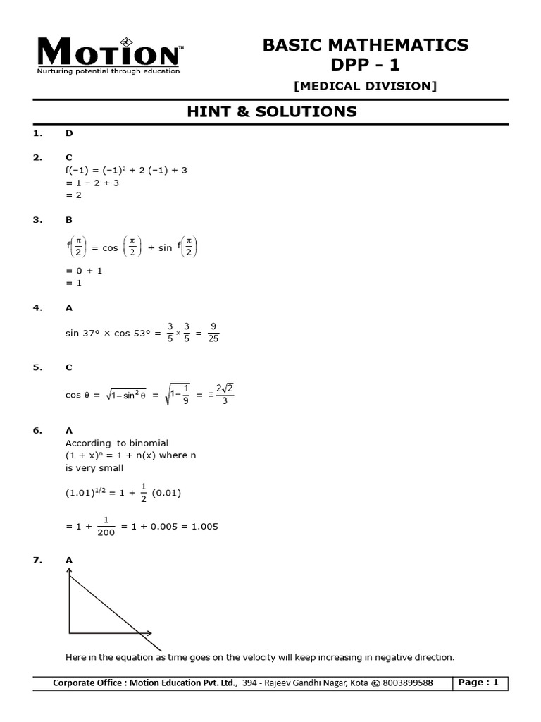 Unit and Dime. DPP-1-4 Sol. | PDF | Metrology | Quantity