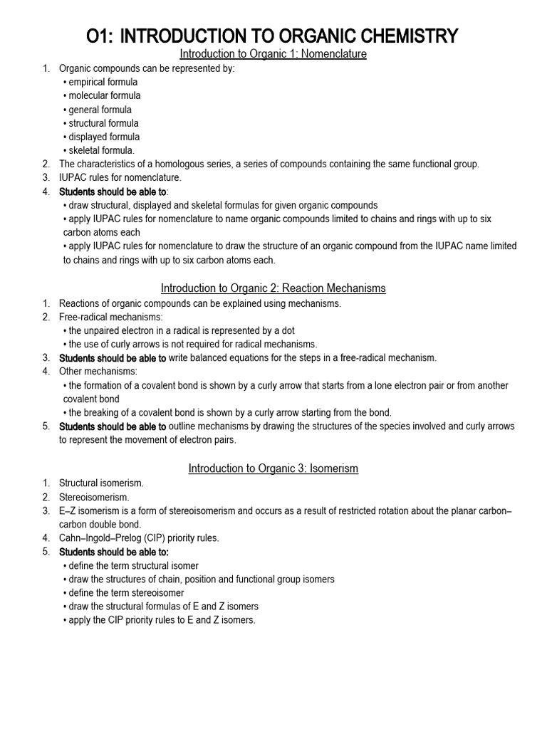 O1 Introduction To Organic Chemistry | PDF | Alkane | Isomer
