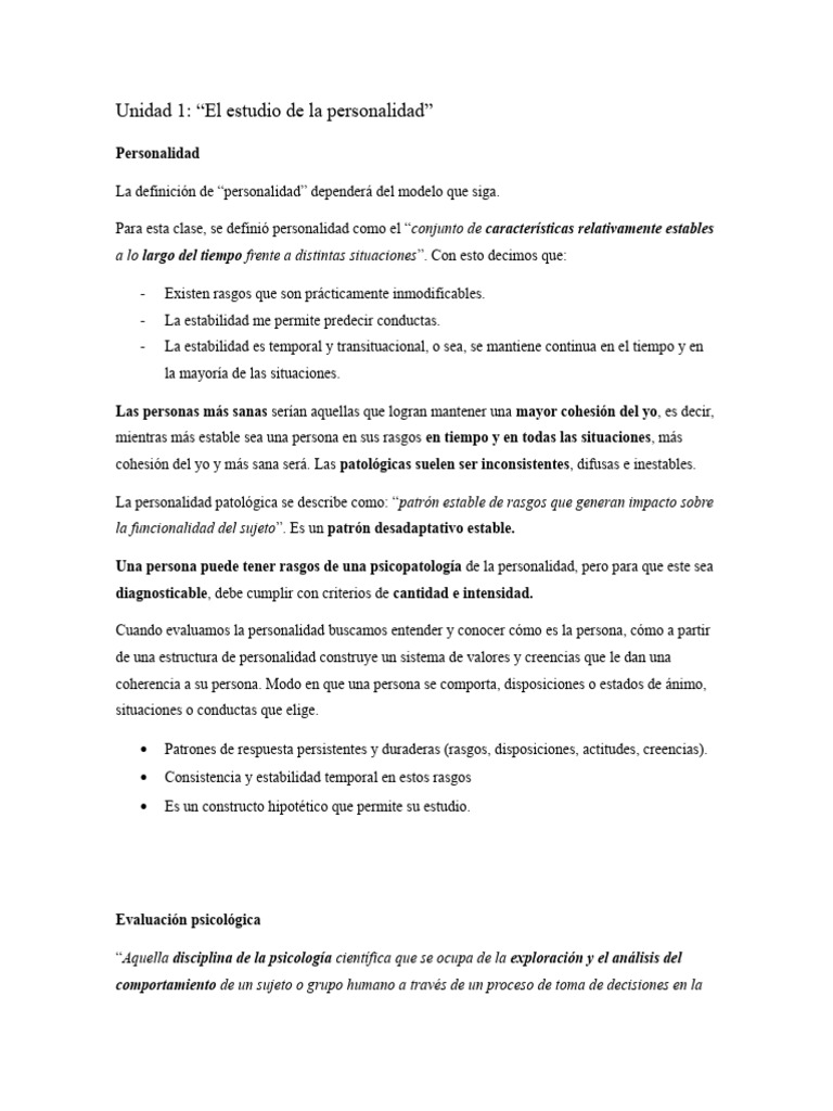 Solemne I Ev. Psico. Personalidad | PDF | Ciencias del comportamiento | Sicología