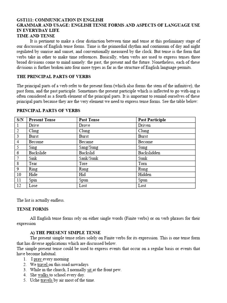 GST Topic 8 Note | PDF | Verb | Grammatical Tense