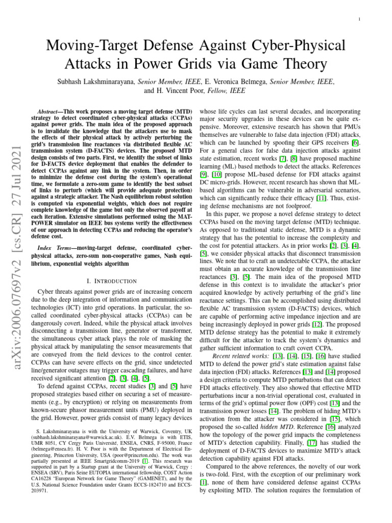 Moving-Target Defense Against Cyber-Physical Attacks in Power Grids Via ...