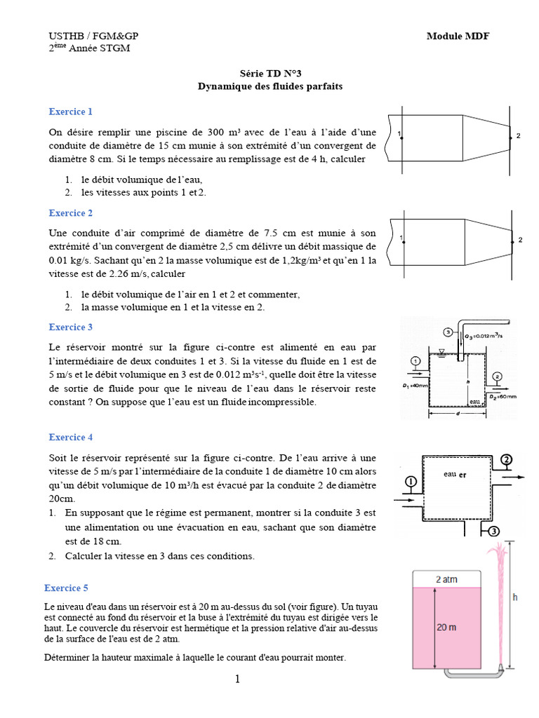 Exercices Corrigés de Dynamique des Fluides | PDF | Pompe | Pression
