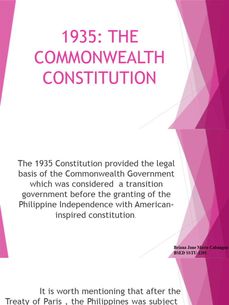 1935: THE Commonwealth Constitution | PDF | Government | Political Charters
