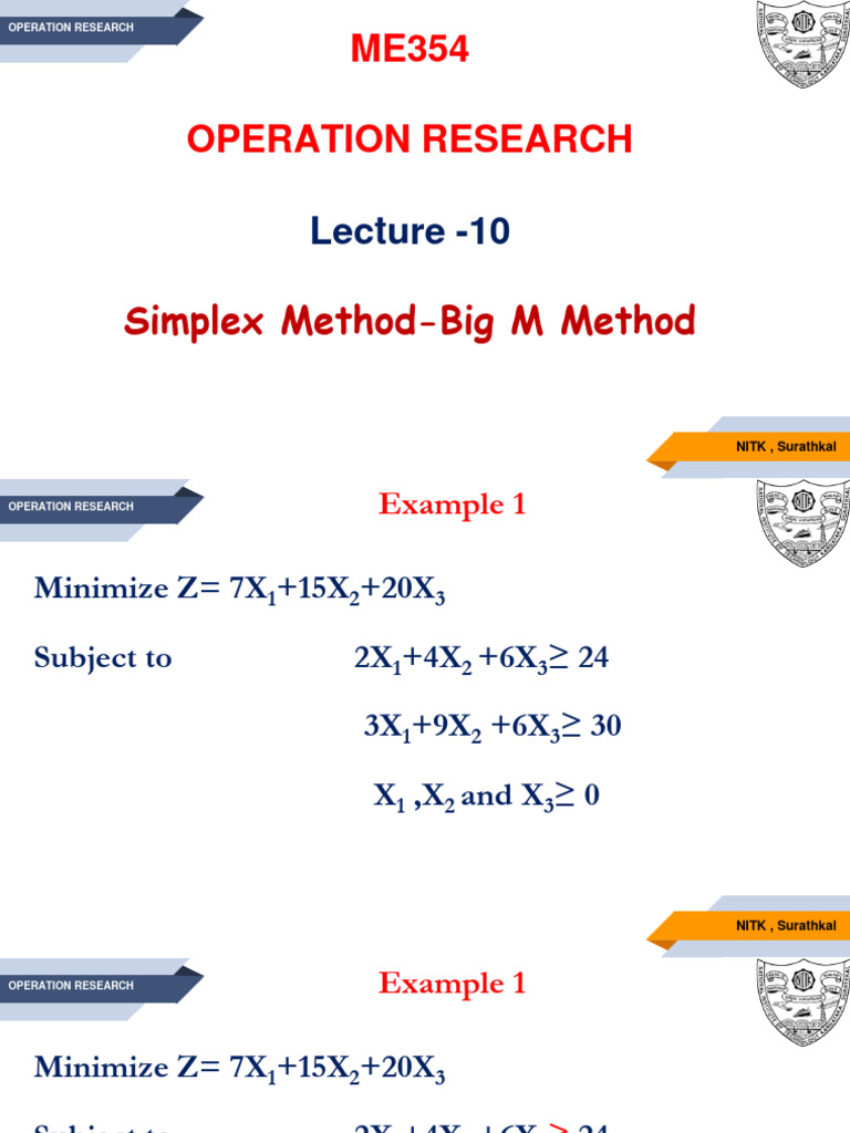 Simplex Method: Big M Example | PDF | Analysis | Systems Analysis
