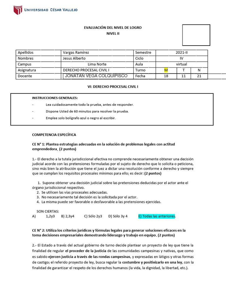 Prueba de Nivel de Logro II | PDF | Mercurio (Elemento) | Derecho penal