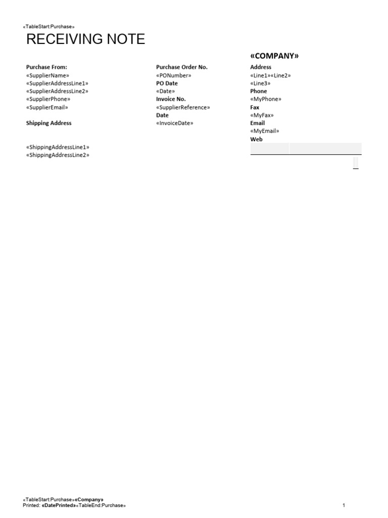 Receiving Note | PDF