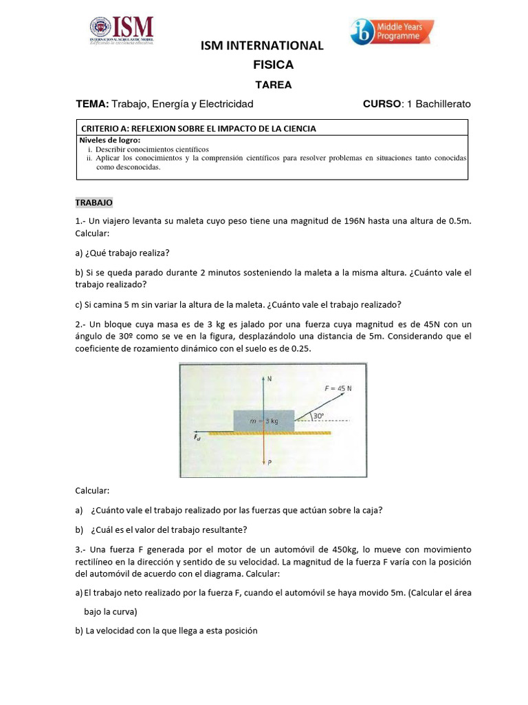 Tarea Trabajo Potencia Energia y Electricidad-6881712856464 | PDF ...