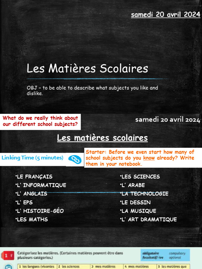 School Subjects Preferences Guide | PDF | Linguistics