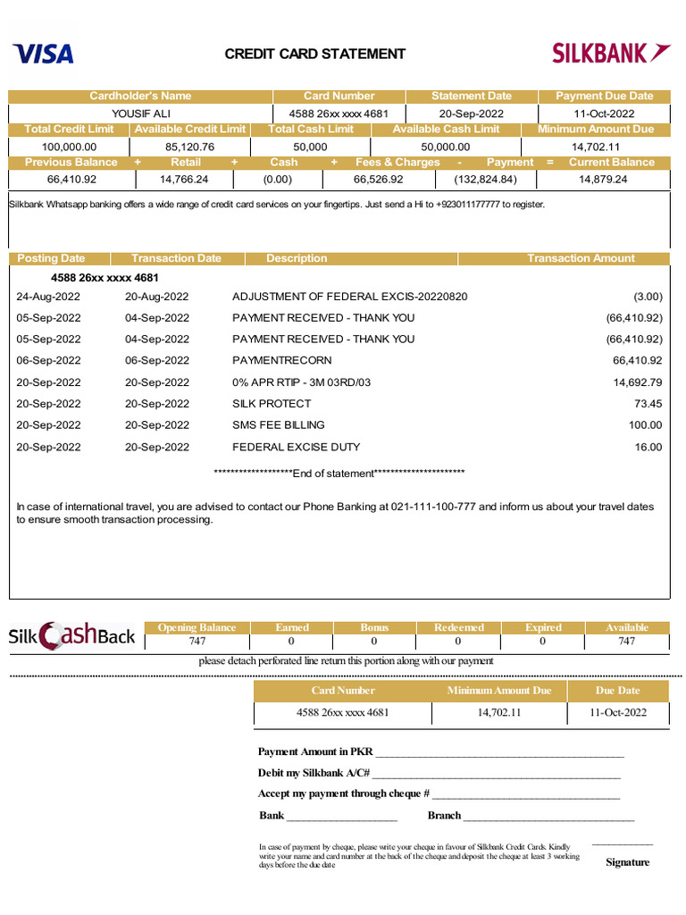 BillSTMT 4588260001664681 | PDF | Credit Card | Cheque