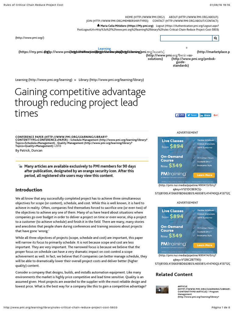 Rules of Critical Chain Reduce Project Cost | PDF | Business