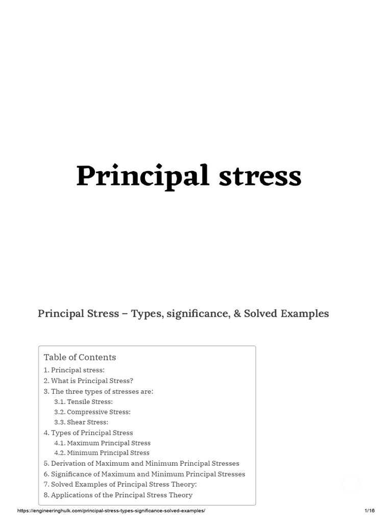 Principal Stress - Types, Significance, & Solved Examples | PDF ...