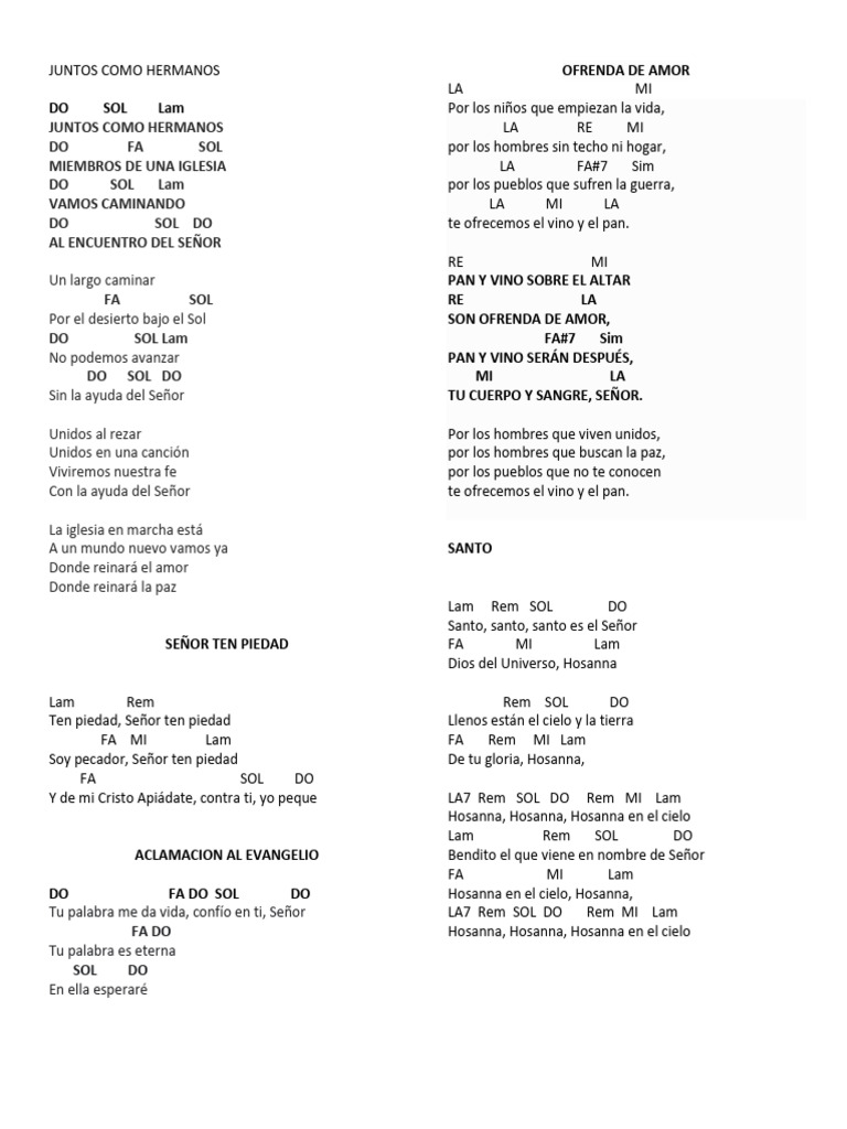 Canciones de Misa y Alabanza | PDF | eucaristía | María, madre de Jesús