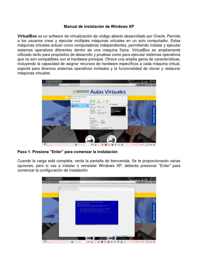 Manual Instalacion Windows Xp | PDF | Archivo de computadora | Máquina virtual