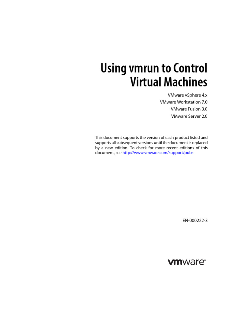Using Vmrun To Control Virtual Machines | PDF | V Mware | Virtual Machine