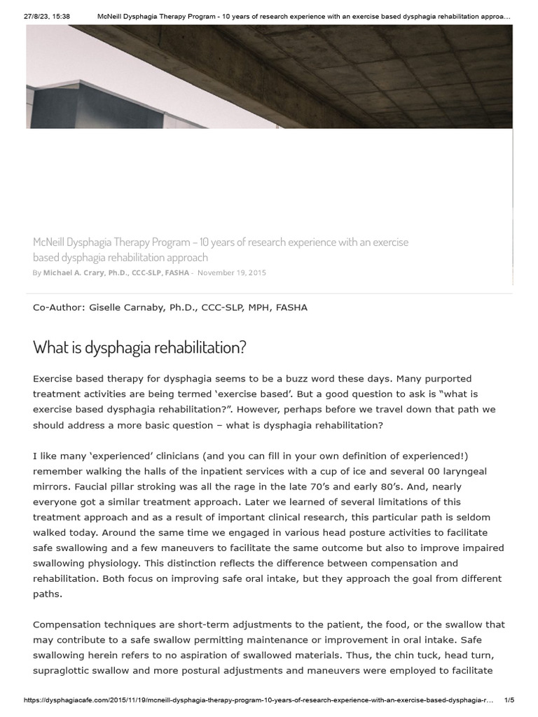 Dysphagia Rehab: 10 Years of MDTP | PDF | Physical Therapy | Clinical Medicine