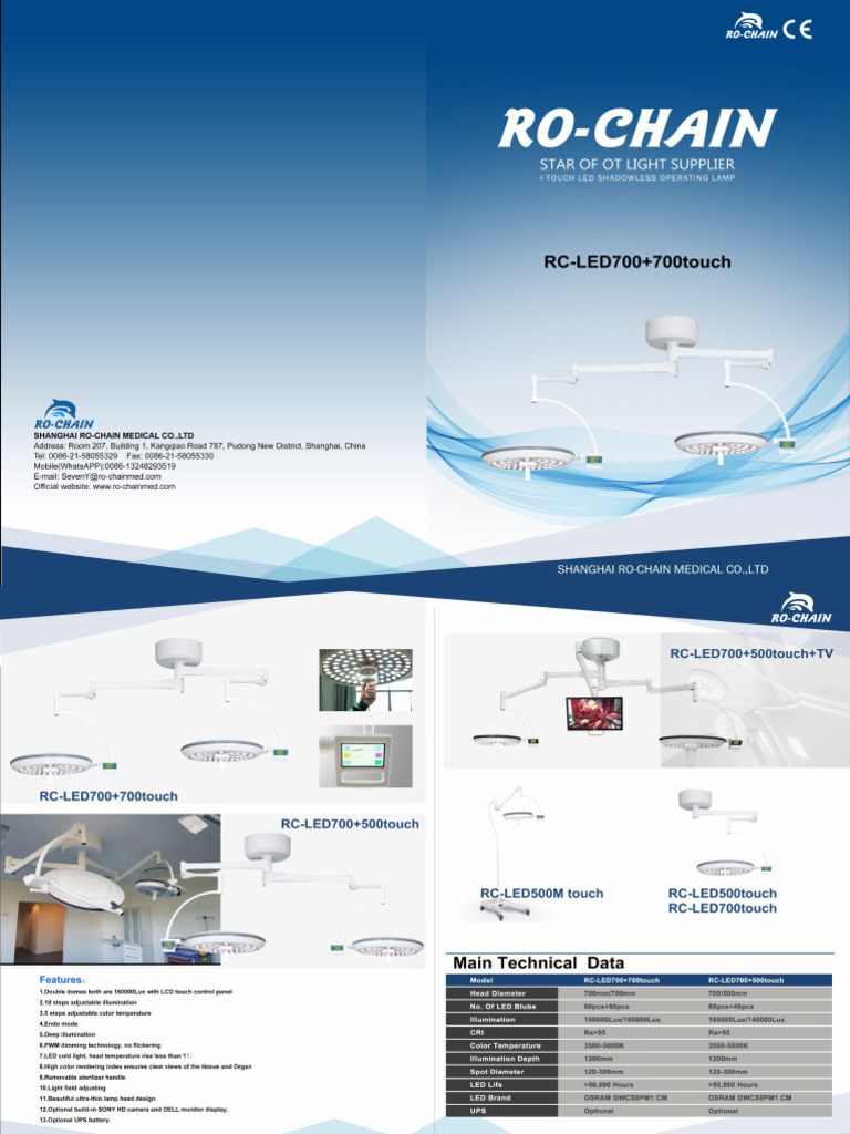 RC-LED700+700 Touch Brochure-Ro-Chain Medical | PDF