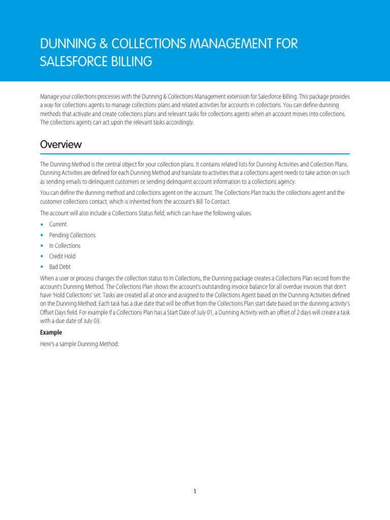 Salesforce Billing Dunning Management Guide | PDF | Invoice | Computing