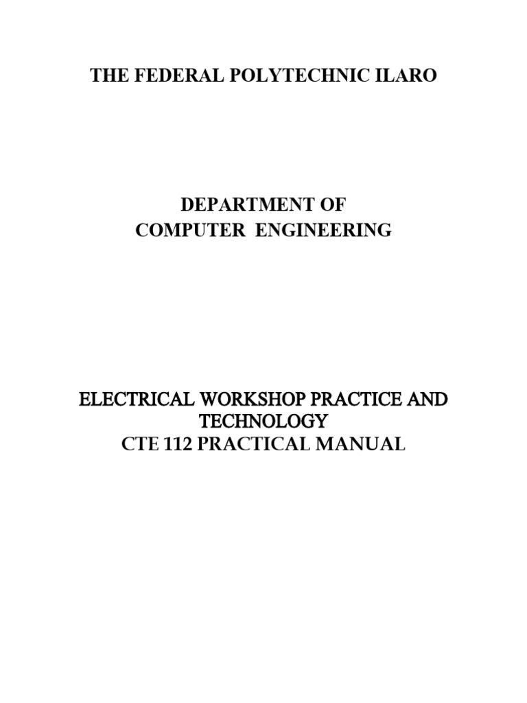 CTE 112 Practical Manuel ND 1-1 | PDF | Electrical Wiring | Electrical ...