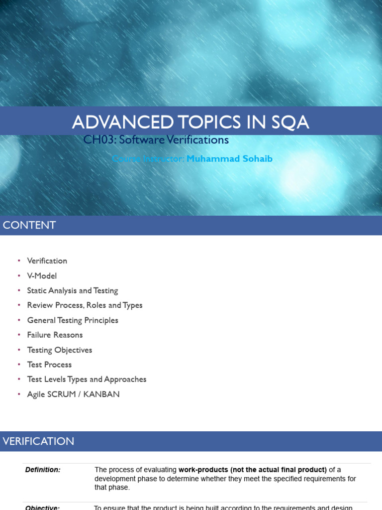 ADV - SQA CH03A Software Verifications MS | PDF | Software Testing ...
