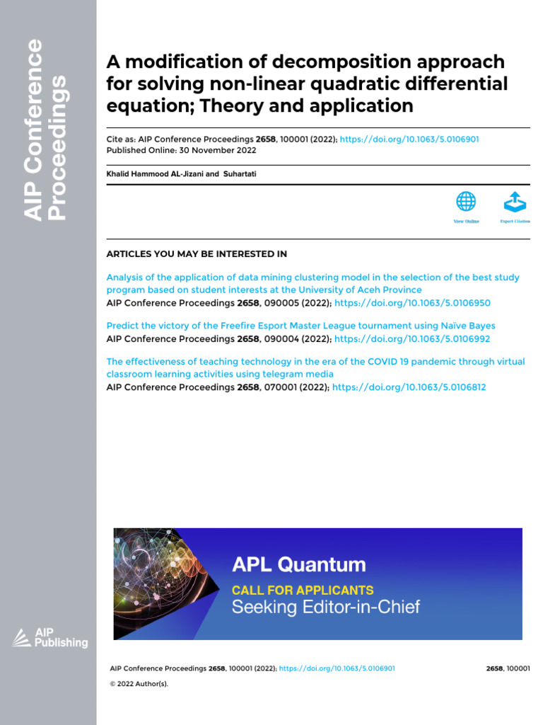 A Modification of Decomposition Approach For Solving Non-Linear ...