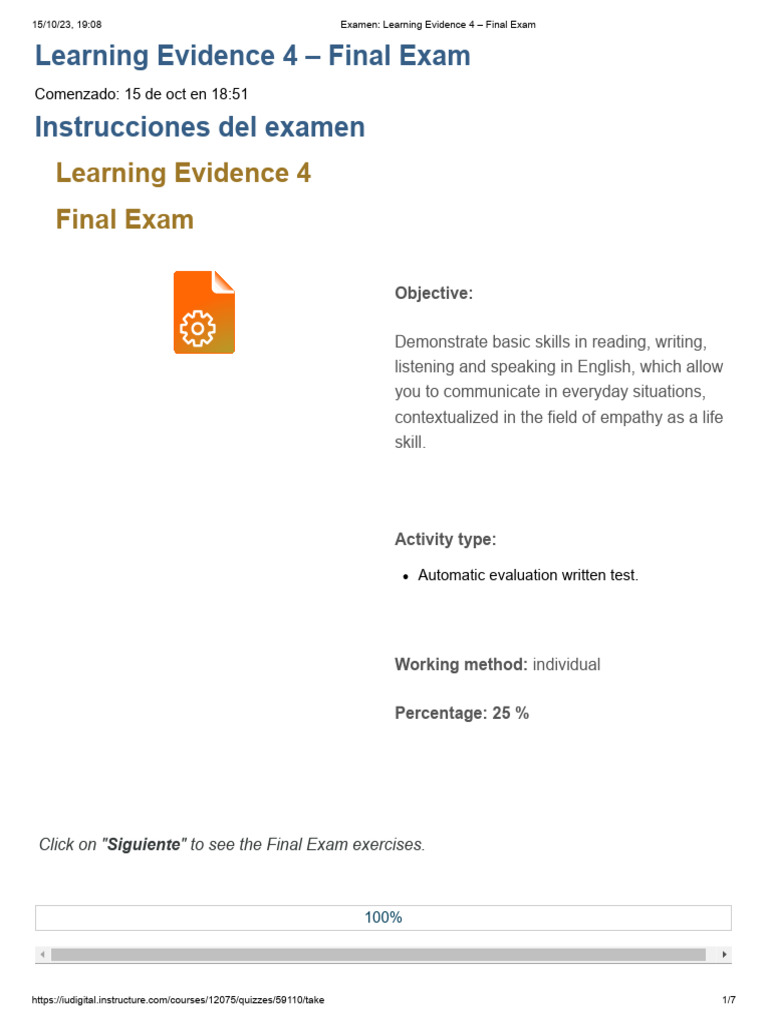 Examen - Learning Evidence 4 - Final Exam 1 | PDF | Linguistic Morphology | Linguistics