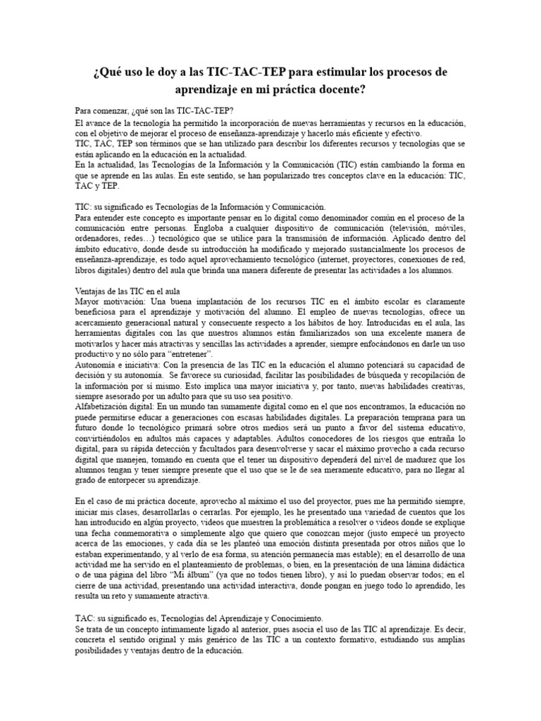 Uso de TIC-TAC-TEP en Educación | PDF | Enseñando | Tecnología de información y comunicaciones