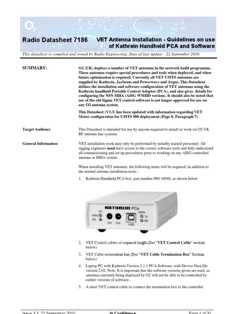 RET Antenna Installation Using Kathrein PCA) | PDF | Gsm | Radio