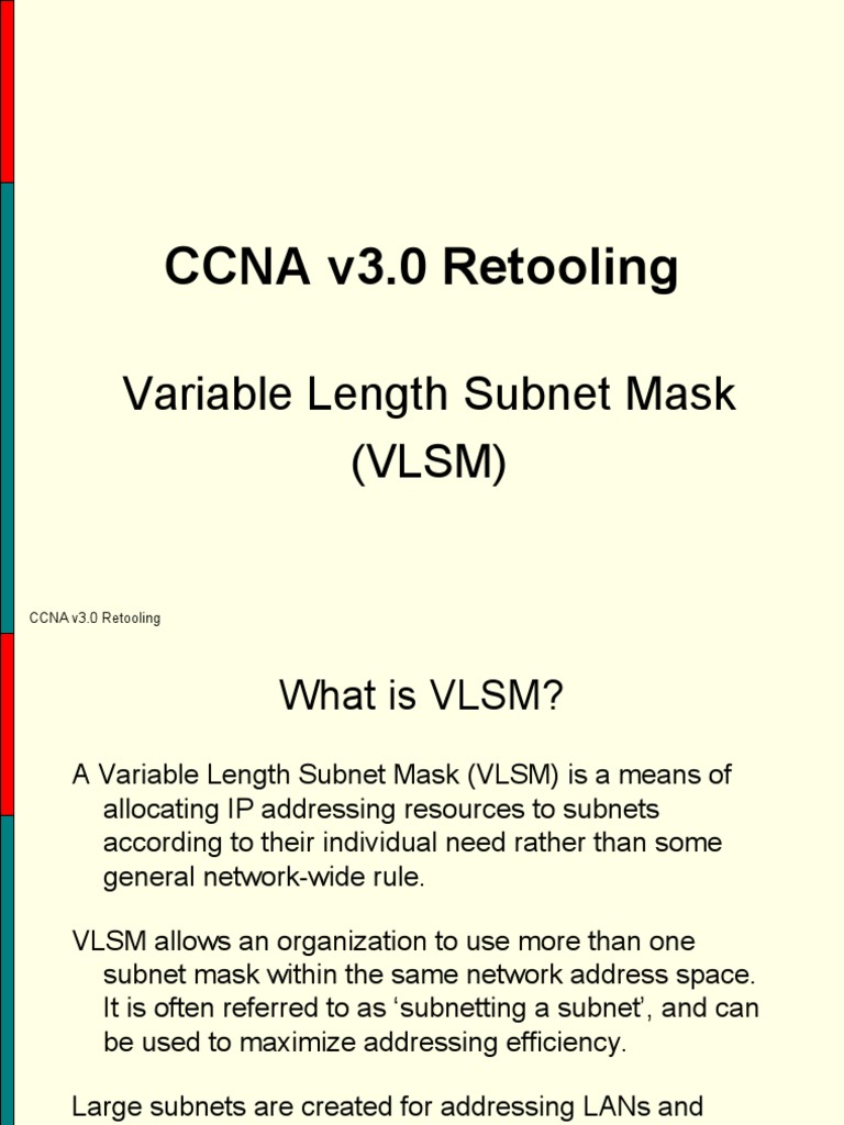 Ccna3 Mod 1.1-Vlsm | PDF | Networking Standards | Data Transmission