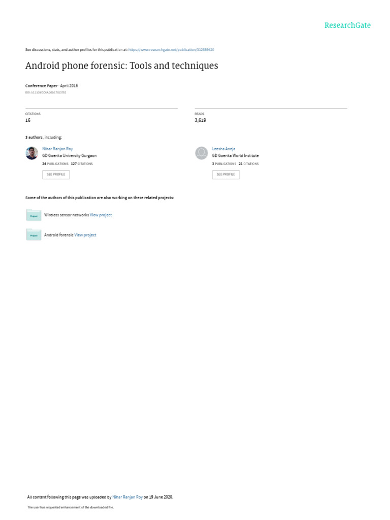 Android Forensic Toolsand Technique | PDF | Android (Operating System) | Computer Forensics