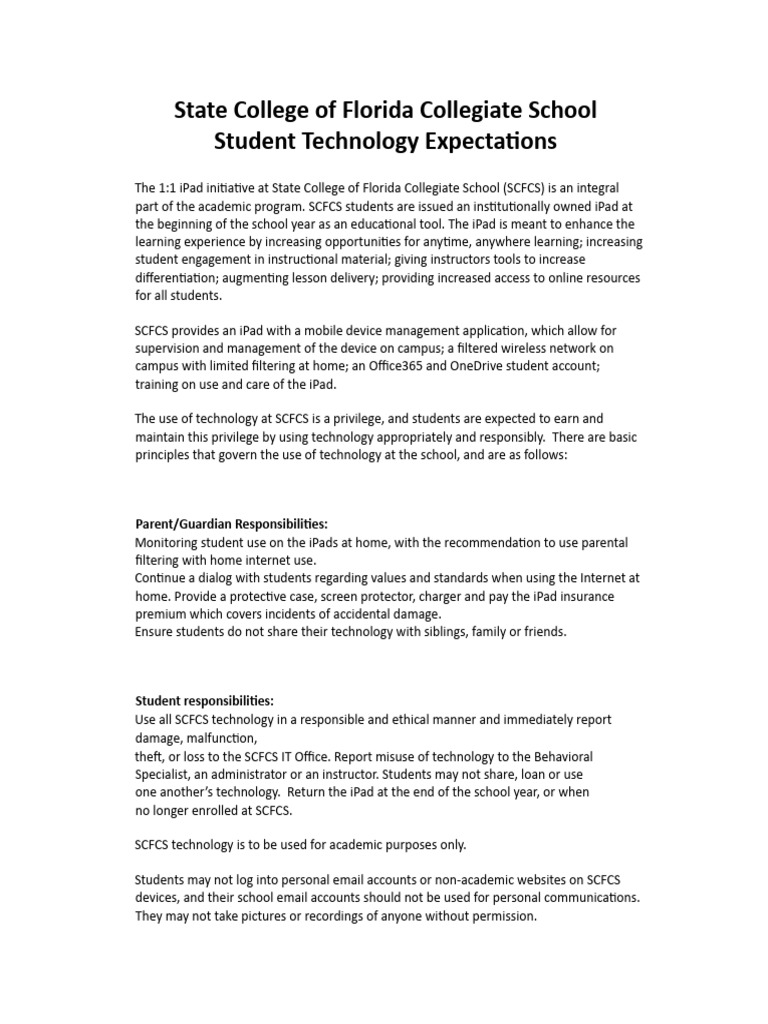 SCFCS iPad Use Guidelines 2023-24 | PDF | Internet | I Pad
