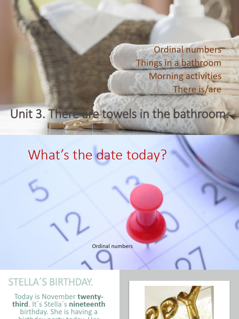 Ordinal Numbers Things in A Bathroom Morning Activities There Is/are ...