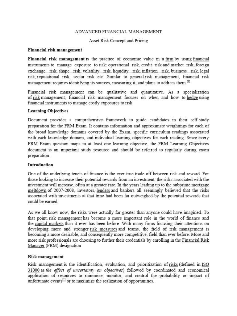 Financial Risk Management | PDF | Risk Management | Risk