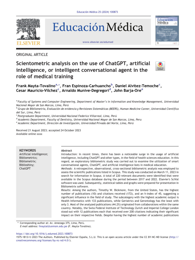 Scientometric Analysis On The Use of ChatGPT, Artificial Intelligence, or Intelligent ...