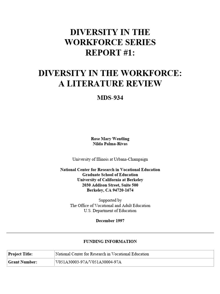 Diversity in The Workforce Lit Review | PDF | Employment | Diversity ...