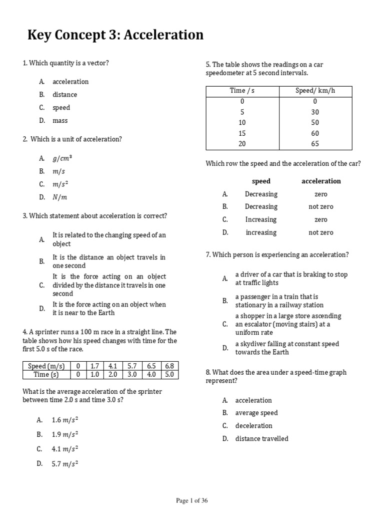 Key Concept 3 - Acceleration-QP | PDF | Acceleration | Speed
