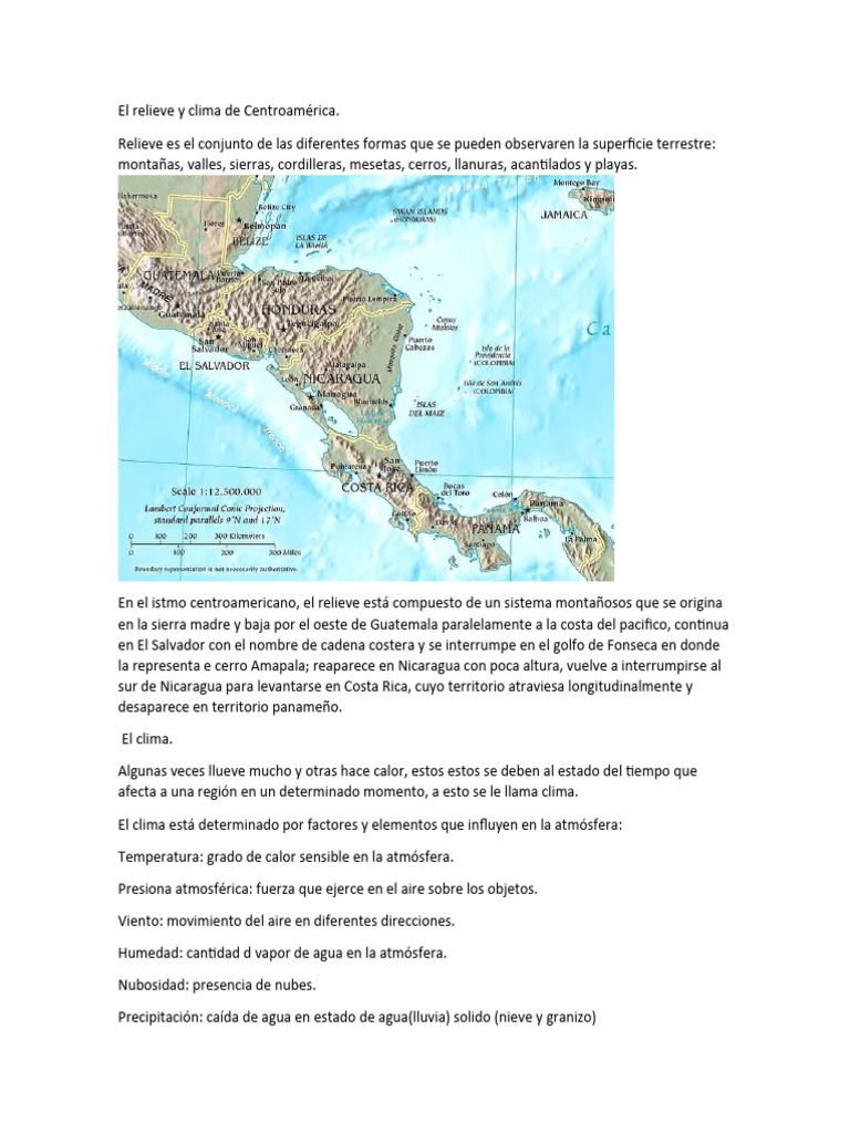 El Relieve y Clima de Centroamérica Investigacion IA | PDF | Clima ...