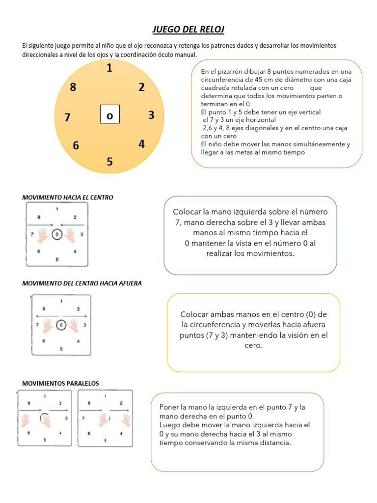 Juego del Reloj: Coordinación Ocular Infantil | PDF