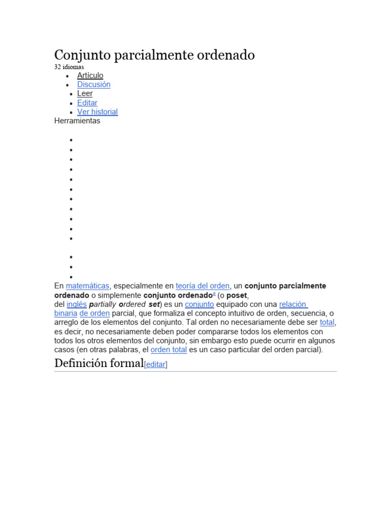 Conjunto parcialmente ordenado | PDF | Estructuras matemáticas | Funciones y mapeos