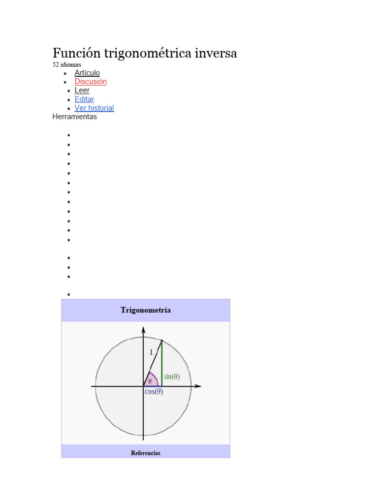 Función Trigonométrica Inversa | PDF | Trigonometría | Matemáticas