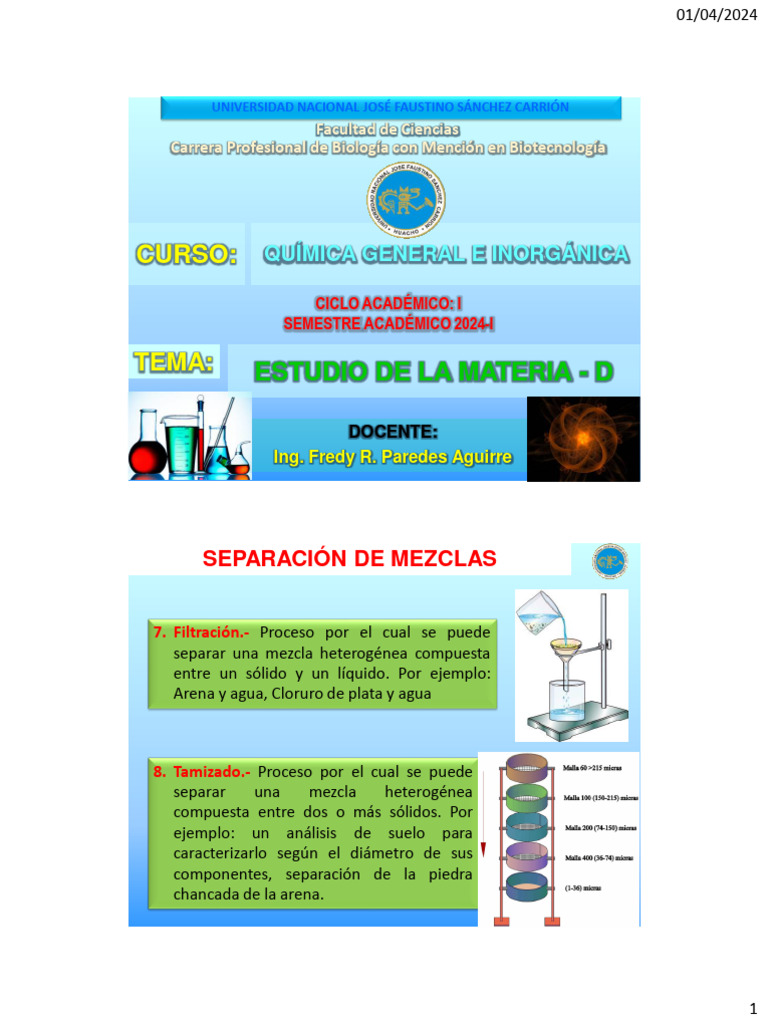 Sep 1 Mat D | PDF | Mezcla | Destilación